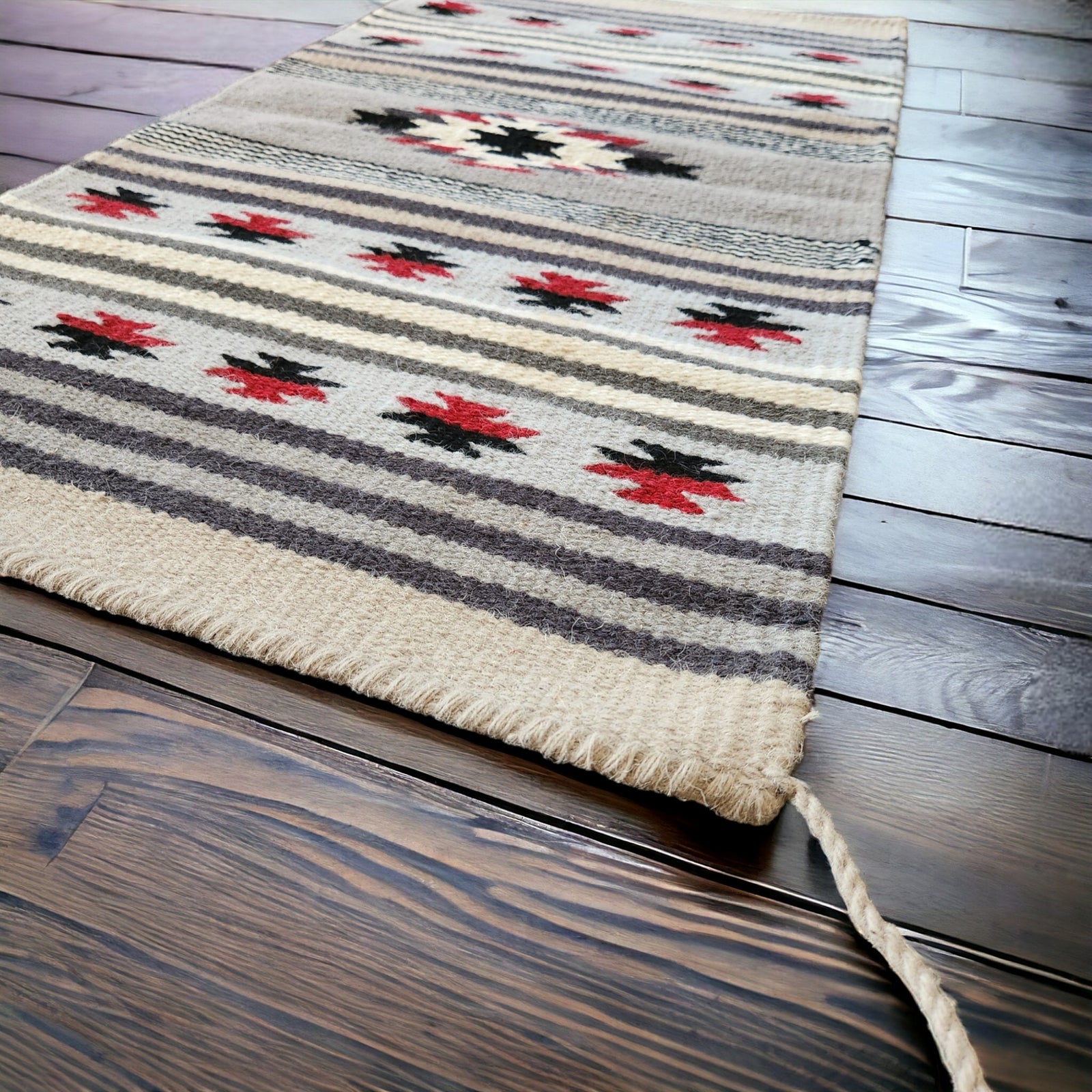 20" X 40" Handwoven Wool Southwestern Rug The Domingo Accent Rug ...