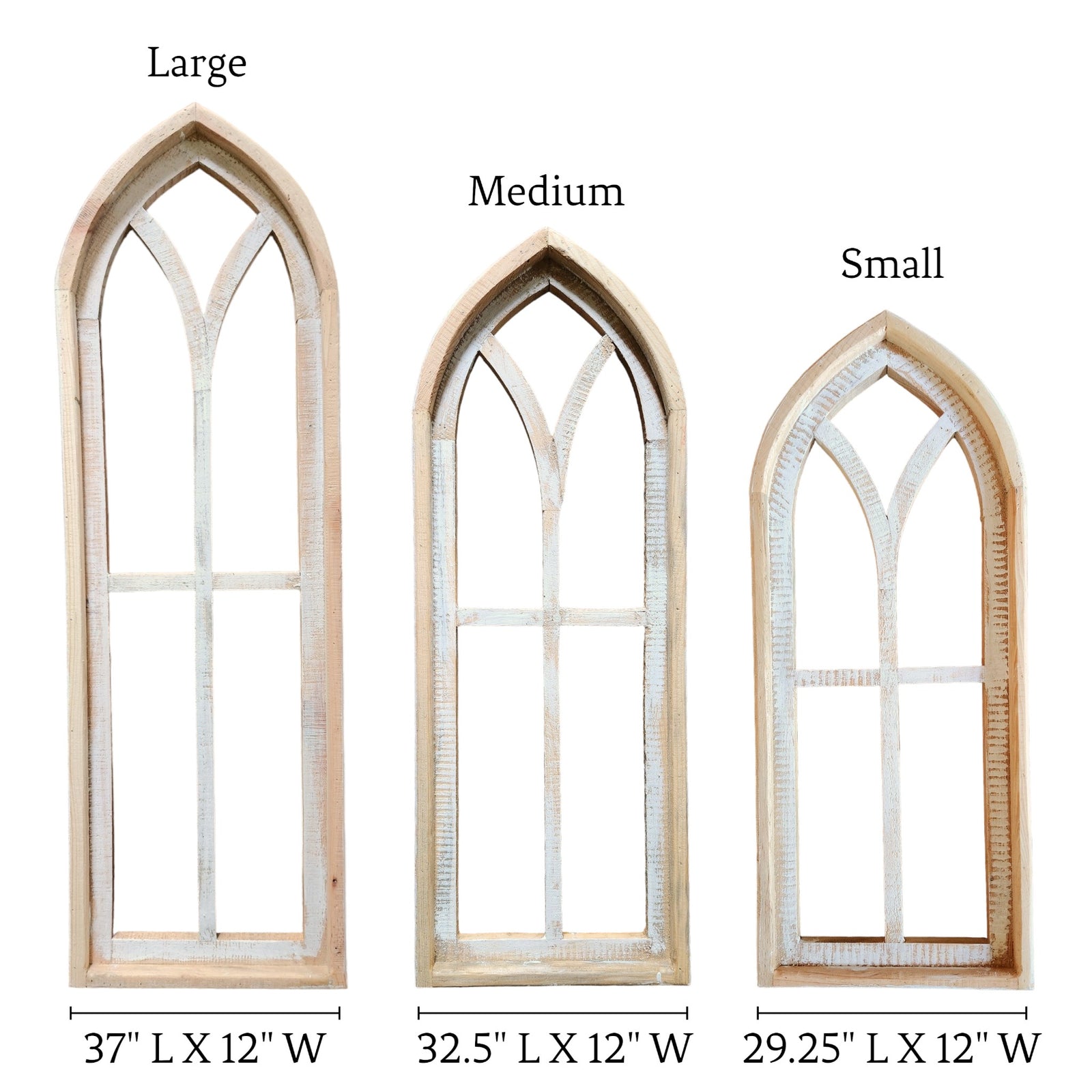 The Ivory Point Farmhouse Wooden Wall Window Arch Single -3 Sizes ...