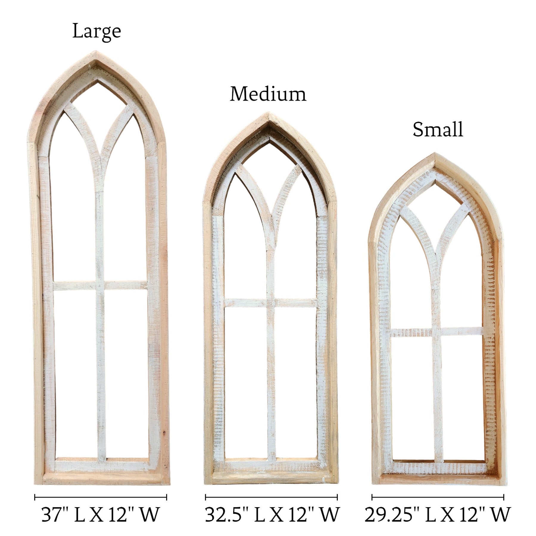 Rustic Wall Décor: Window Arches Set - Handmade Cathedral Wood Windows