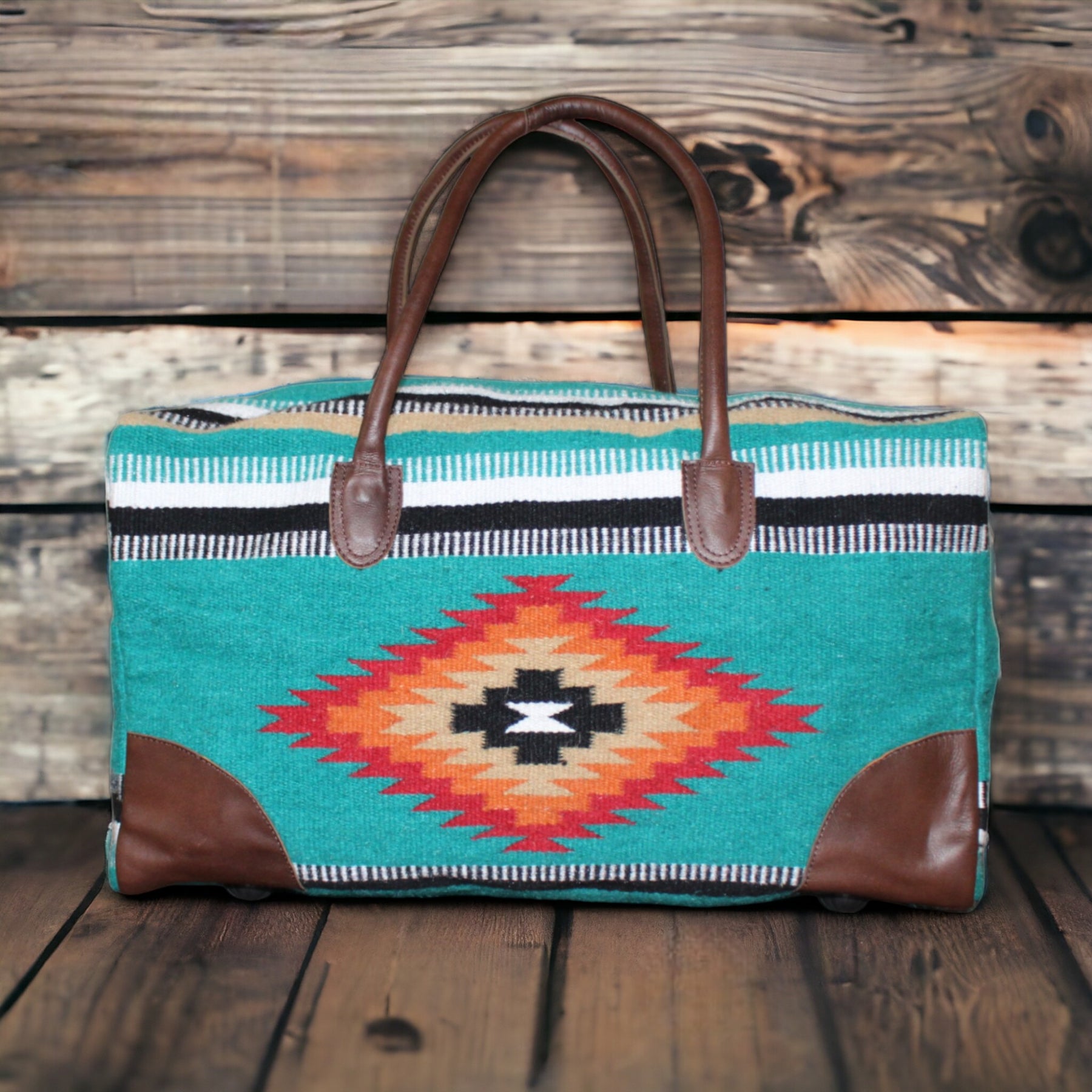 Aztec Large Weekender Leather Duffel Bag - Saddle Blanket Bag