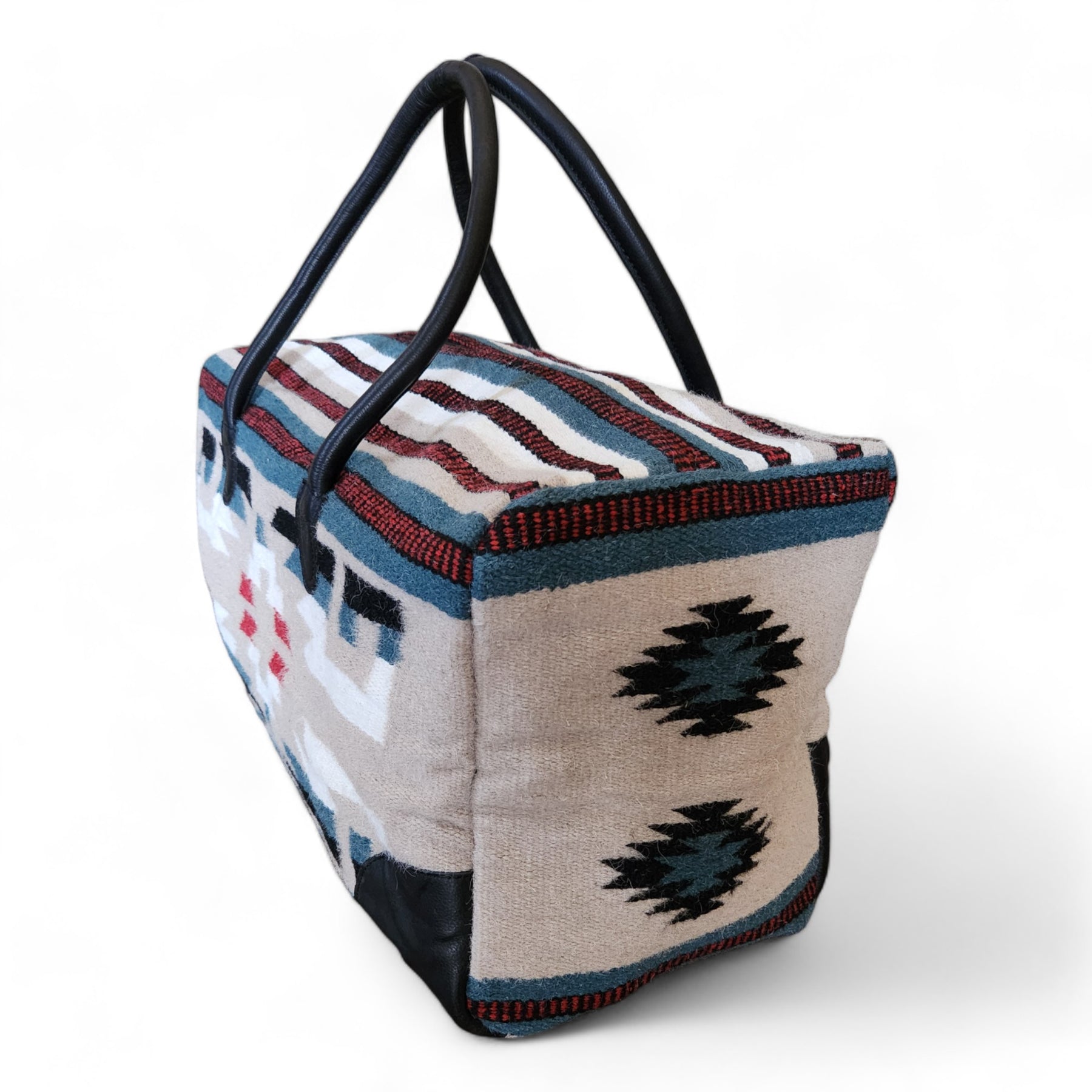 Aztec Large Weekender Saddle Blanket Leather Duffel Bag - Southwestern