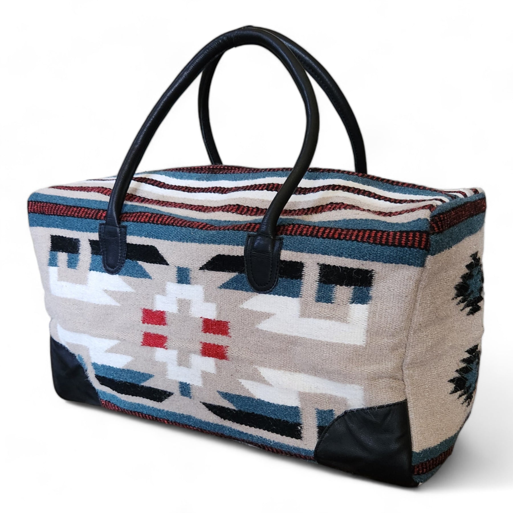 Aztec Large Weekender Saddle Blanket Leather Duffel Bag - Southwestern