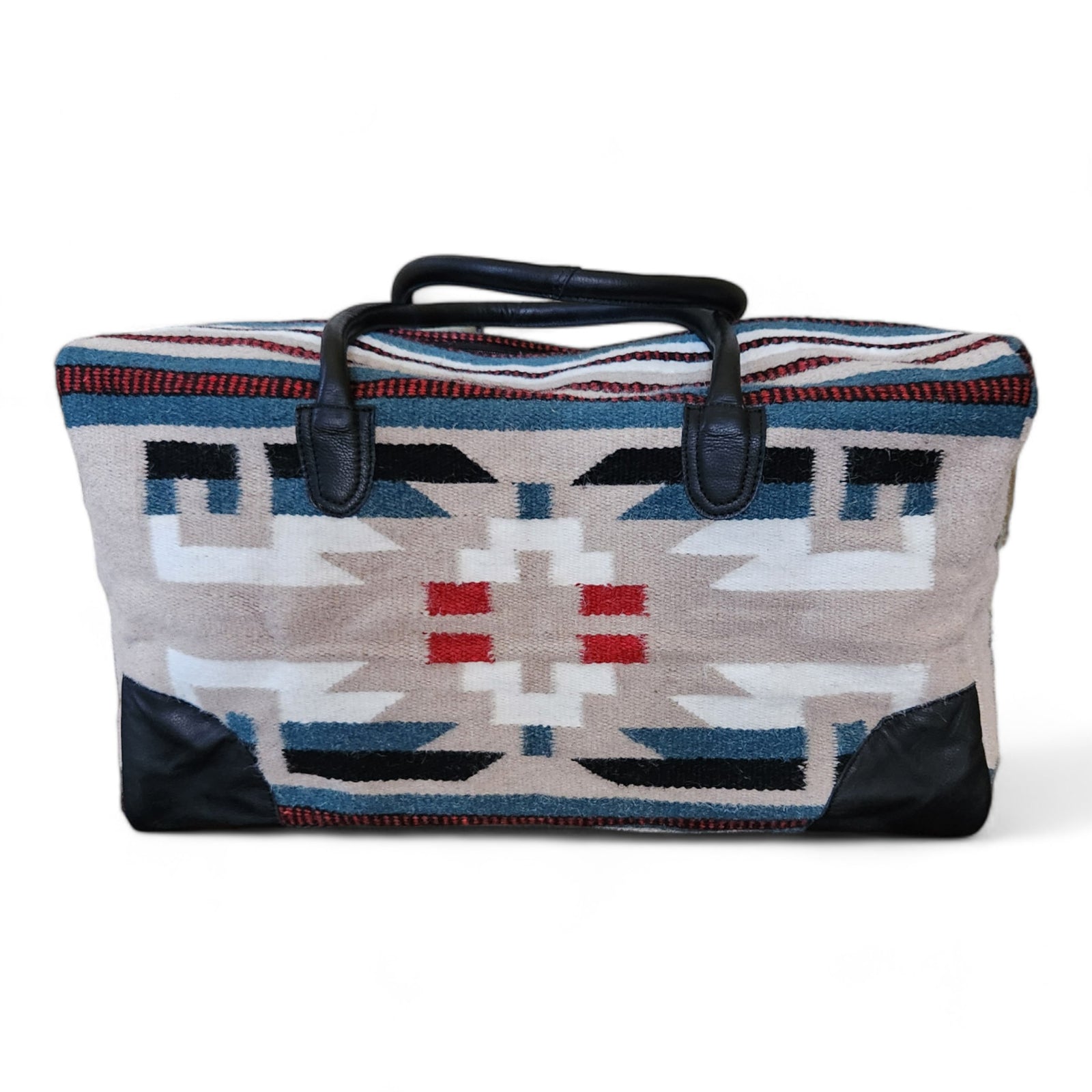 Aztec Large Weekender Saddle Blanket Leather Duffel Bag - Southwestern
