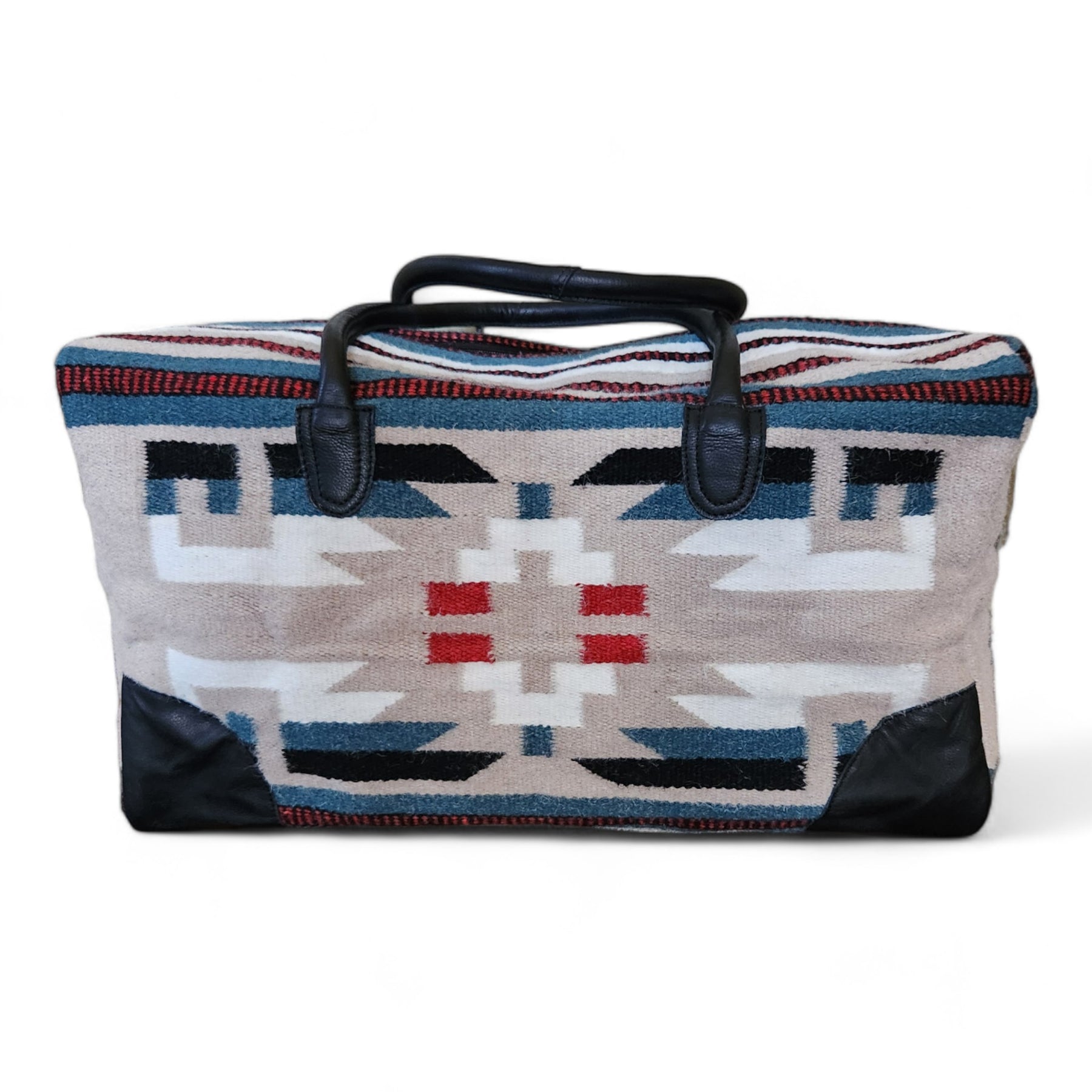Aztec Large Weekender Saddle Blanket Leather Duffel Bag - Southwestern