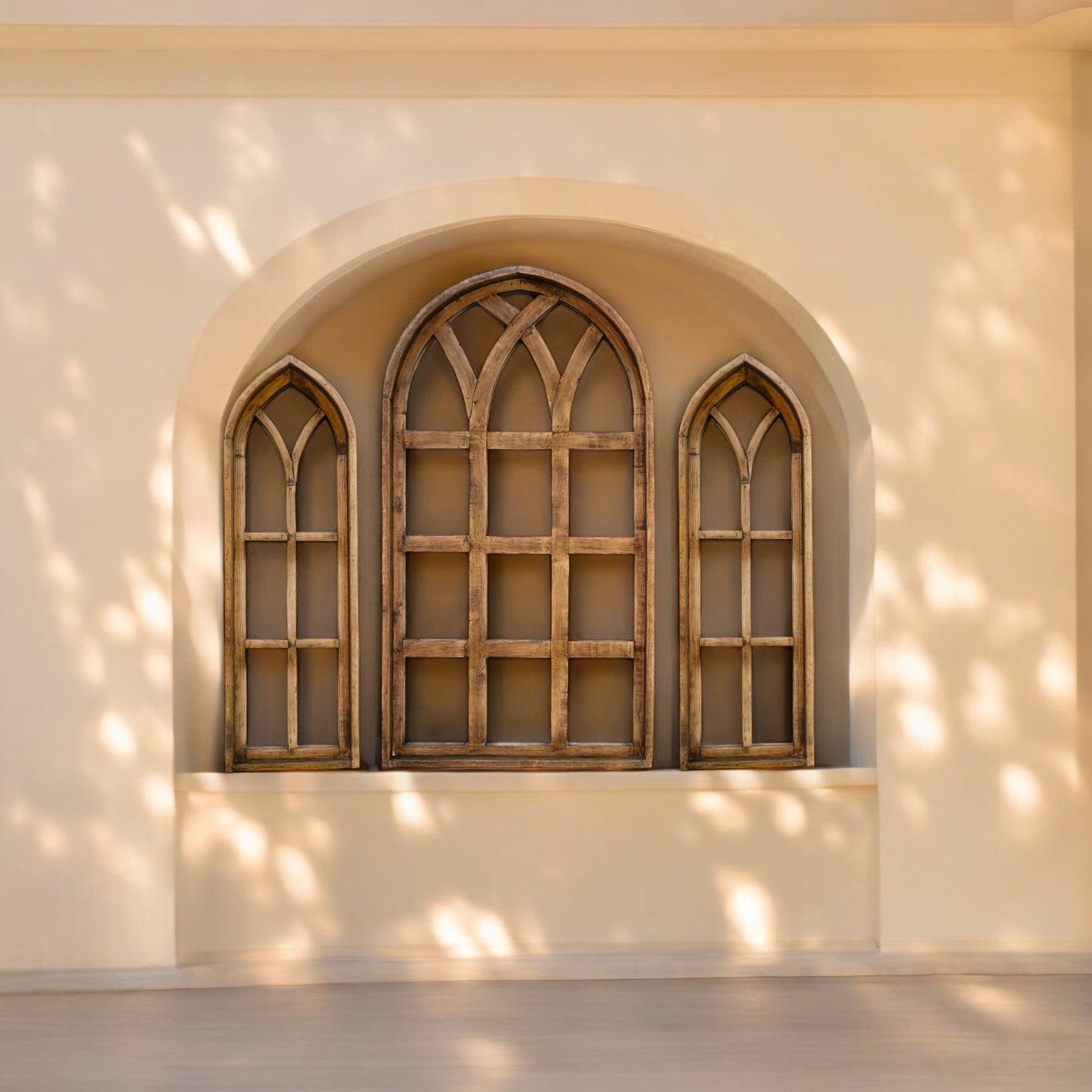 Modern Farmhouse Décor: Set of 3 Wood Sunset Grove Windows & Wreath Option