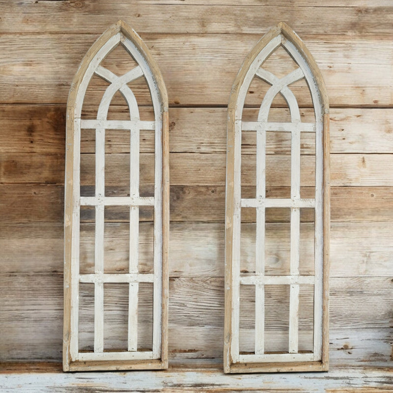 Set of 2 Rustic Farmhouse Cathedral Windows - White, 4 Sizes Available ...