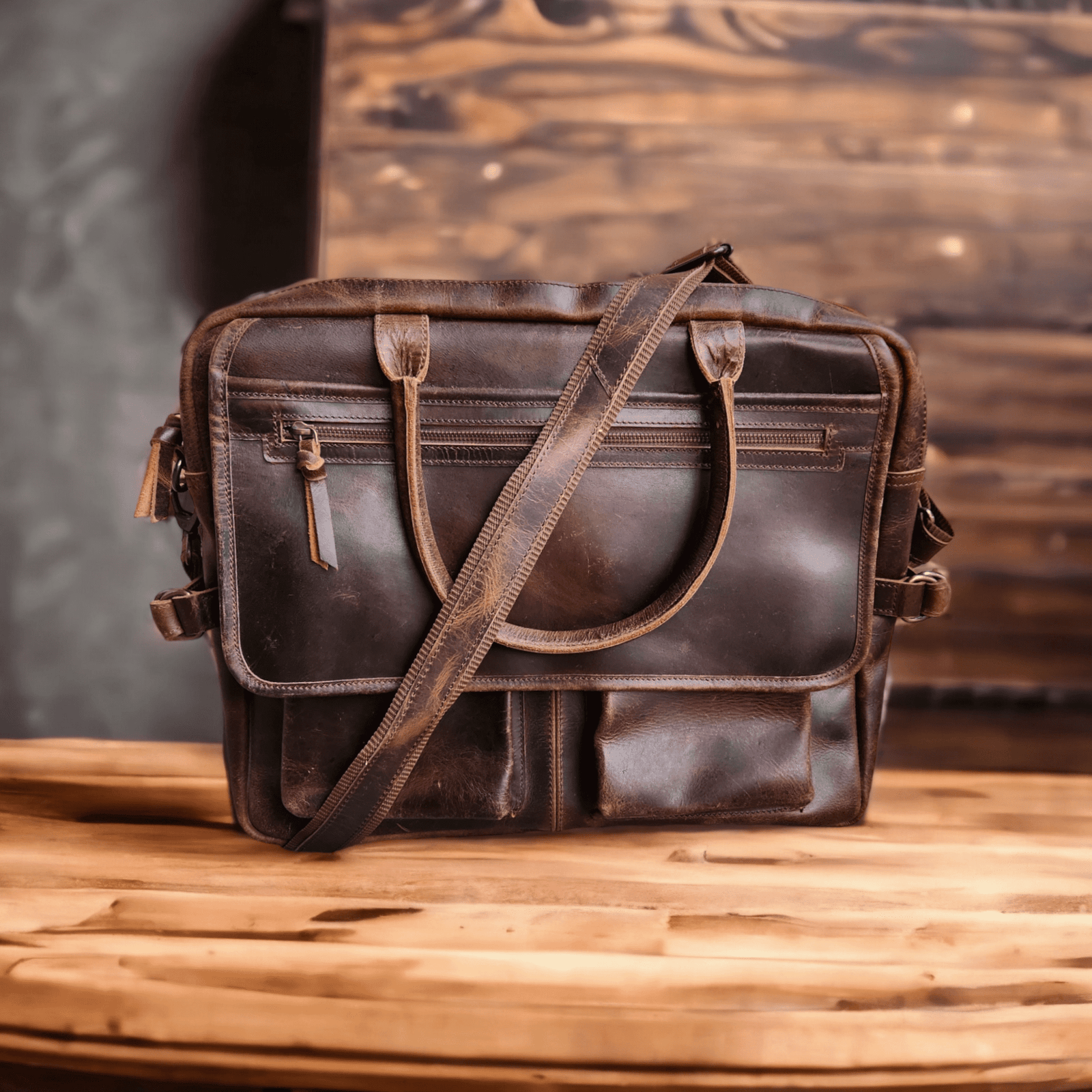 Denali Navigator Vintage Leather Large Messenger Bag Computer Bag ...