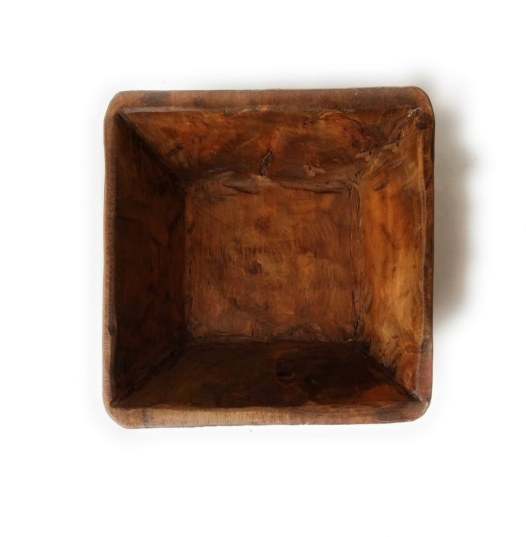 11"-13" Square Wooden Dough Bowl - Rustic Farmhouse Wood Dough Bowl