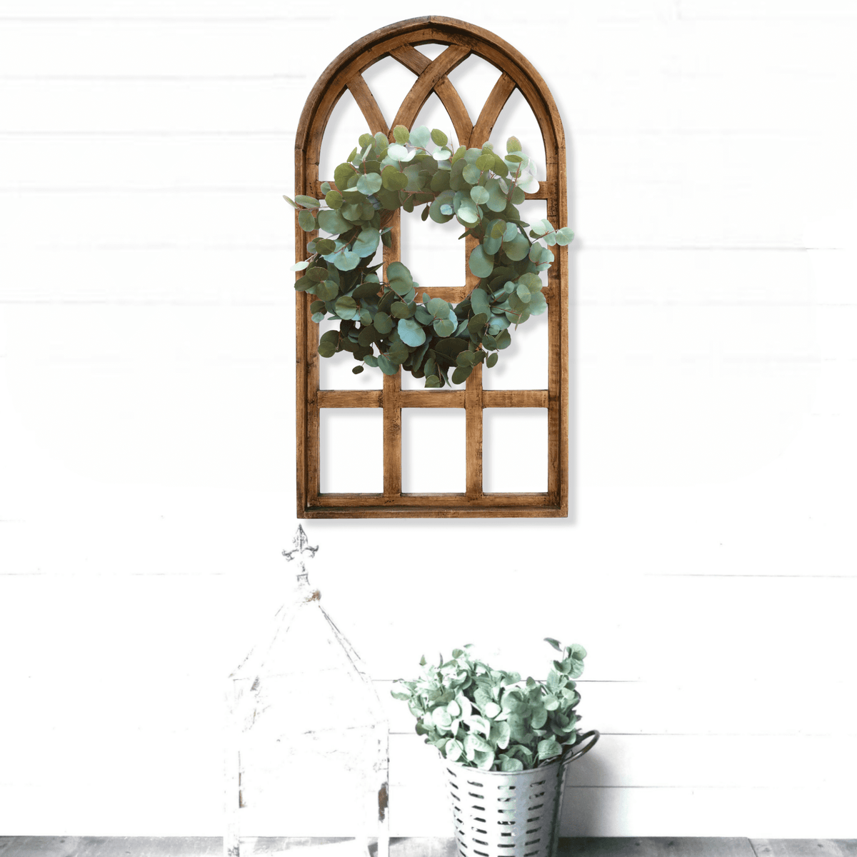 44 Inch Wall Wood Window Arch -Large Cathedral Window Frame-Sunset ...